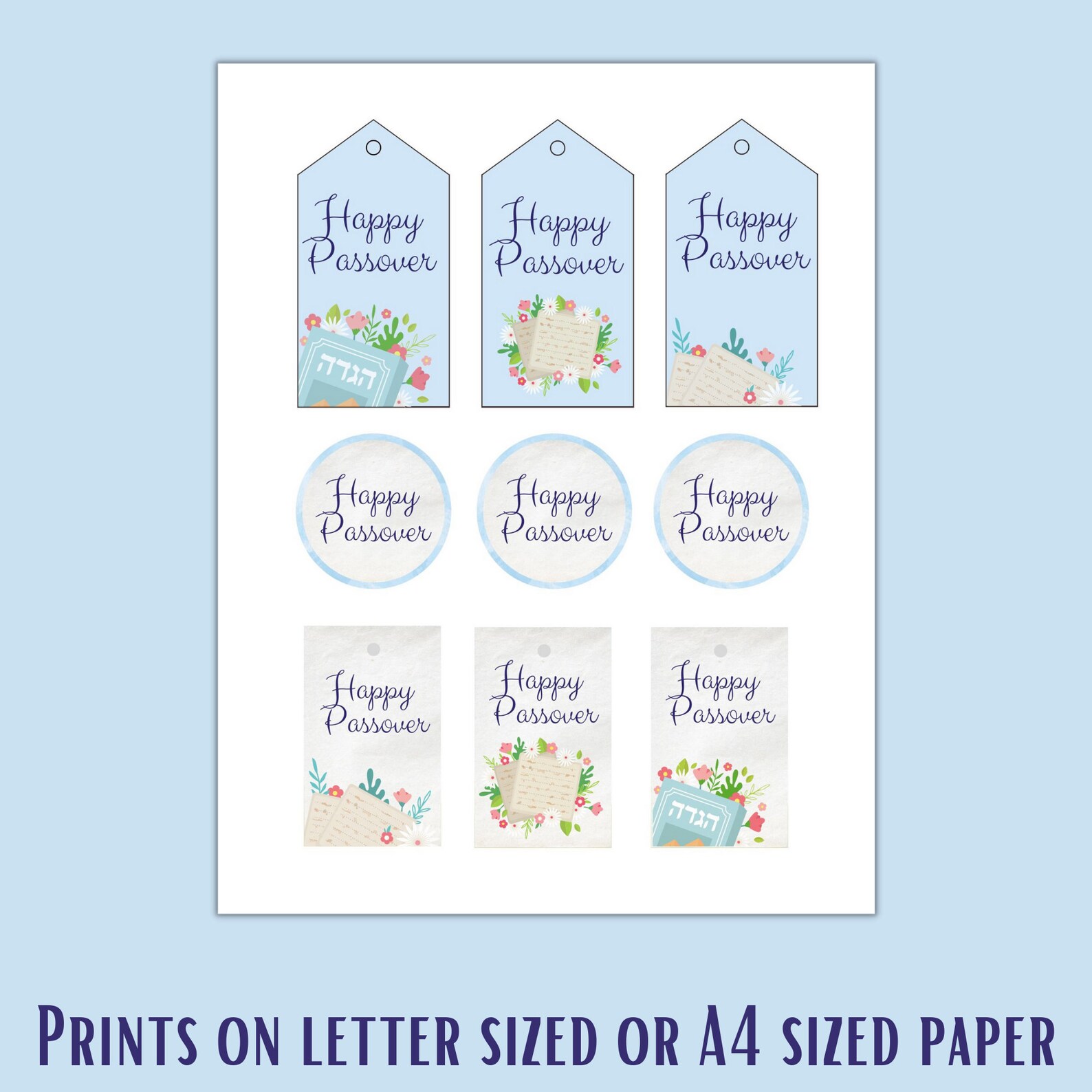 Printable Passover Table Decor | Pesach Place Cards | Watercolor ...