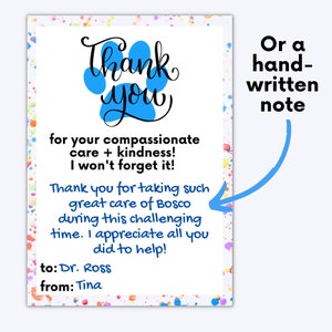 Printable Vet Thank You Cards | Postcard Sized Gift Card Holders | Vet ...