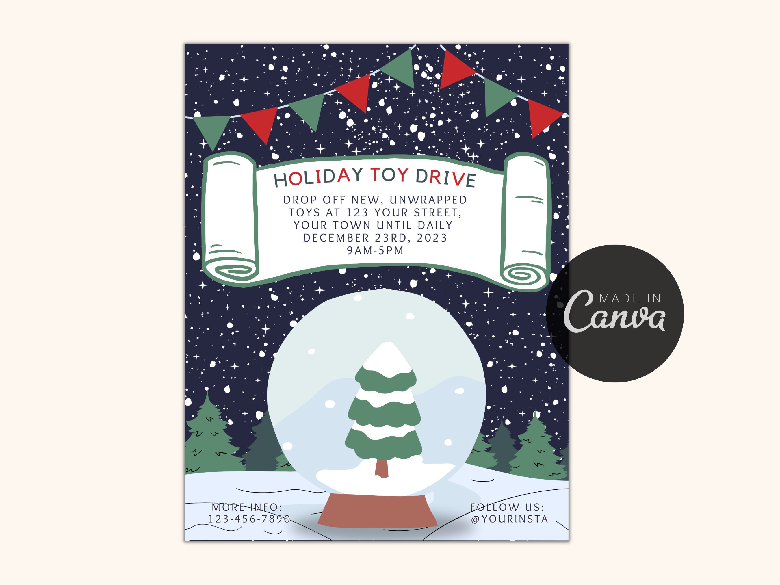 Editable Holiday Toy Drive Flyer Template Christmas Flyer Toy Drive ...