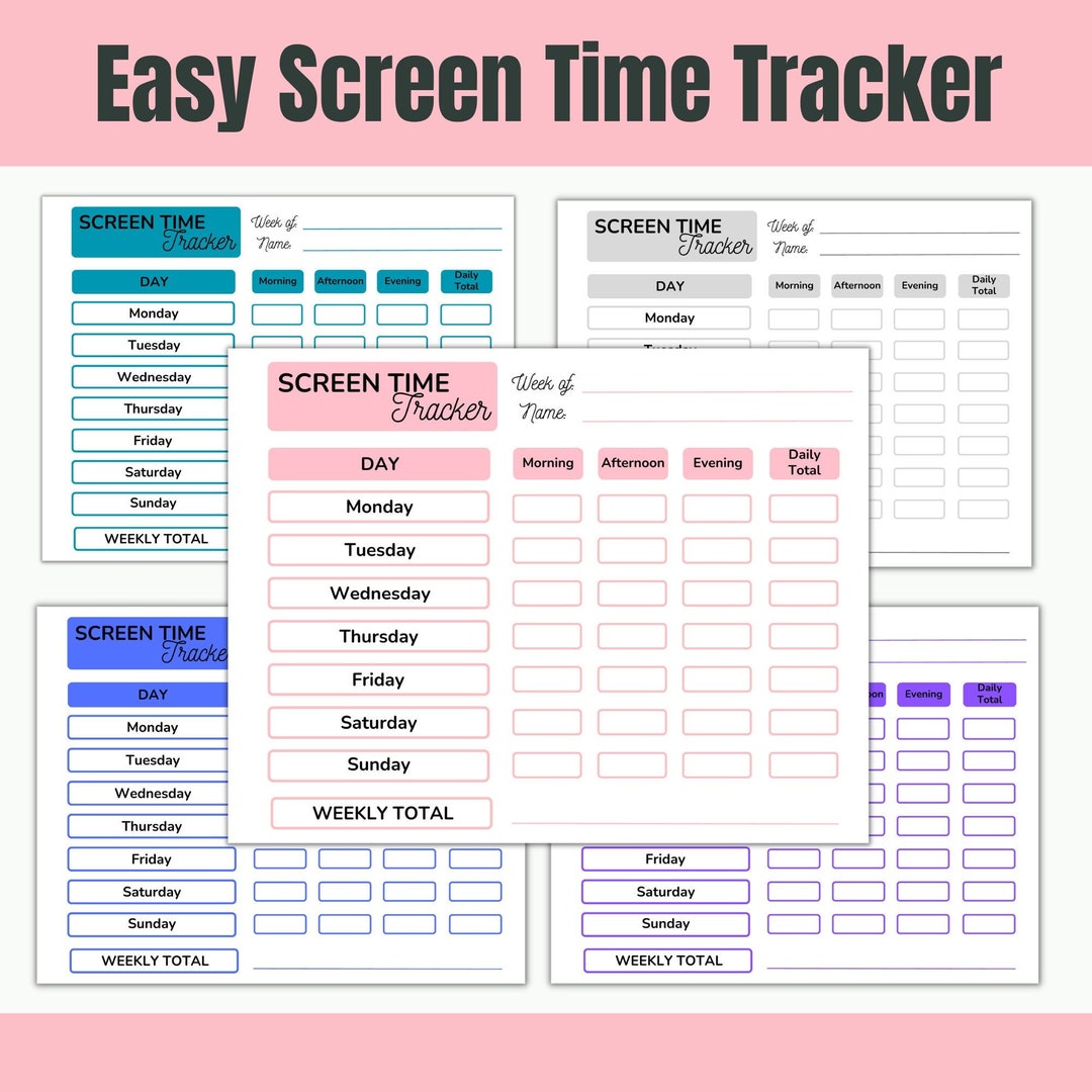 Simple Screen Time Tracker for Kids or Adults Daily Weekly - Etsy