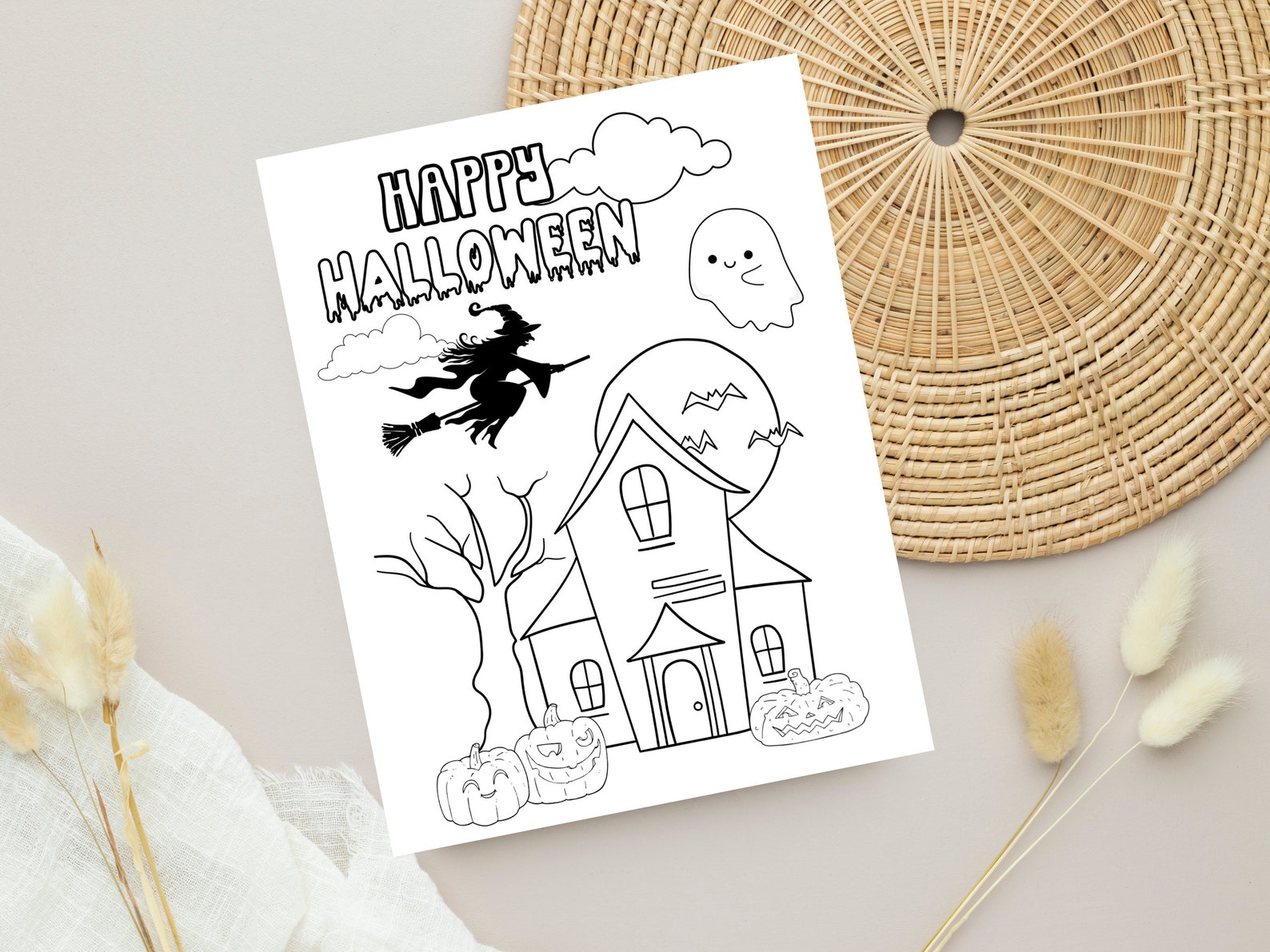 Halloween Coloring Card Bundle DIY Halloween Treat Crayon Coloring Card ...