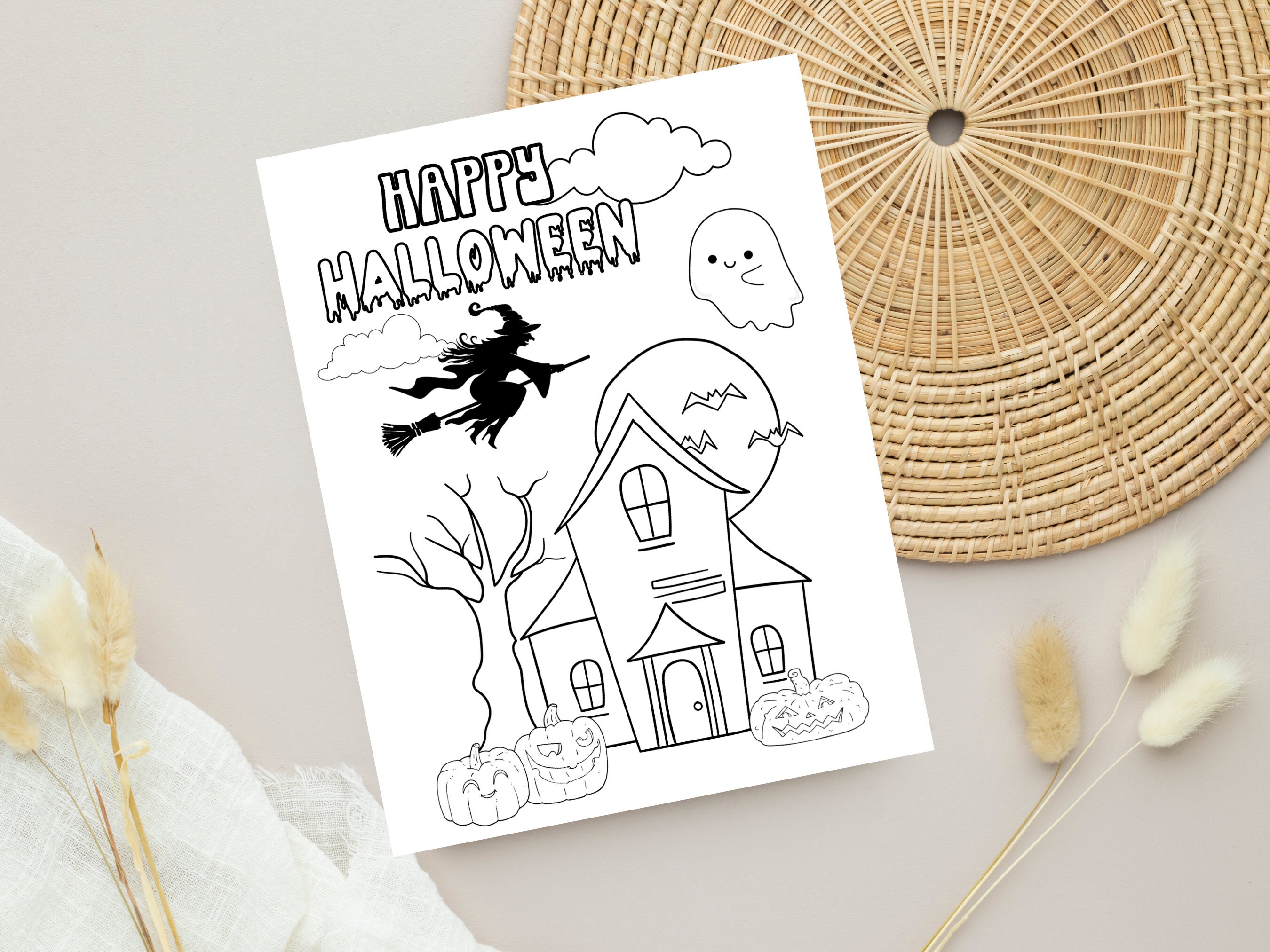 Halloween Coloring Card Bundle DIY Halloween Treat Crayon Coloring Card ...