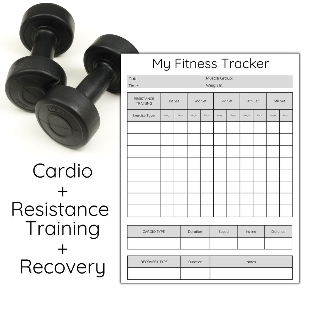 Work Out Tracker Exercise Tracker Weight Training Log Cardio Tracker ...