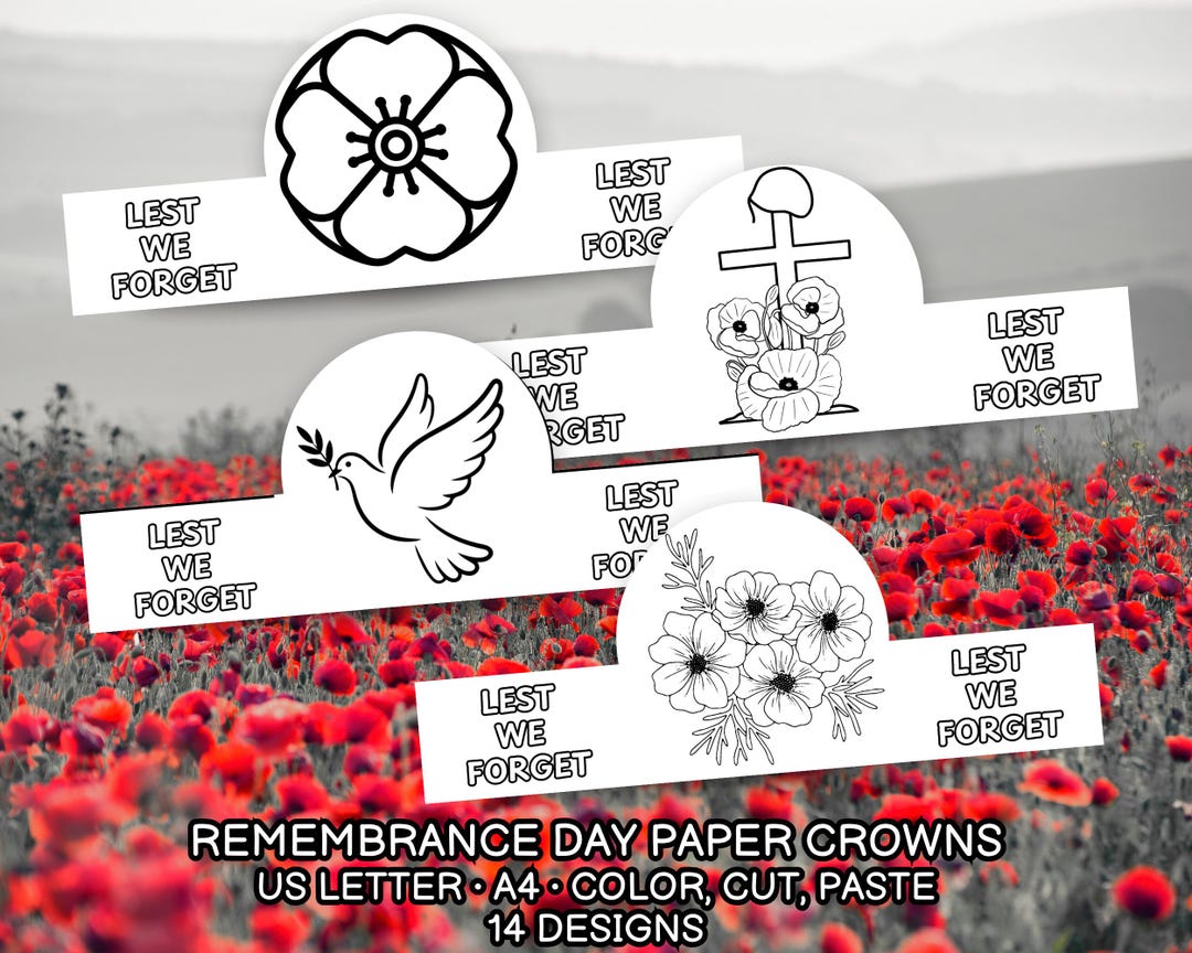Remembrance Day Paper Crown Coloring Craft, Lest We Forget, Anzac Day ...