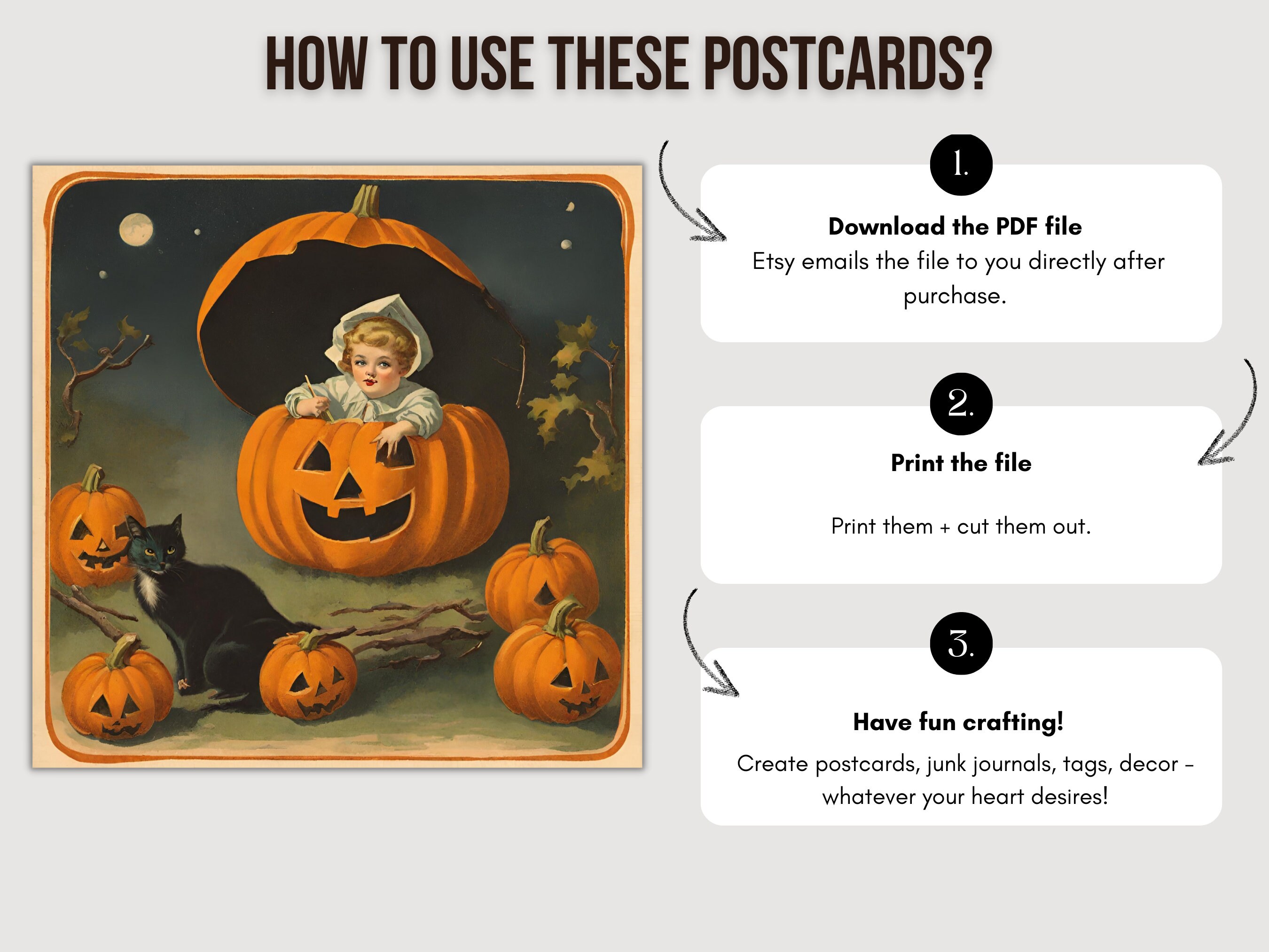 Printable Bundle of Creepy Cute Vintage Halloween Postcards - Etsy