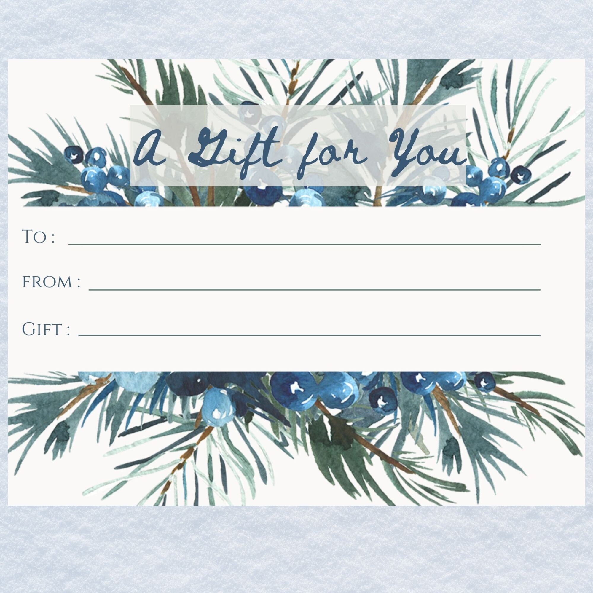Minimalist Printable Gift Certificate Custom Gift Certificate Blue ...