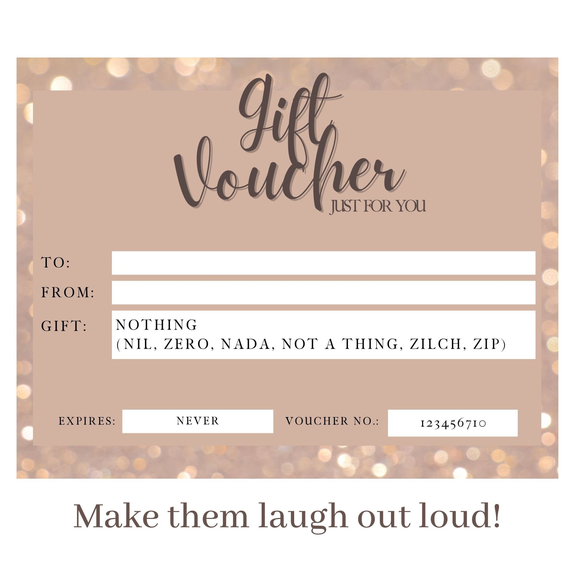 The Gift of Nothing Printable Gift Certificate | Gag Gift Custom ...