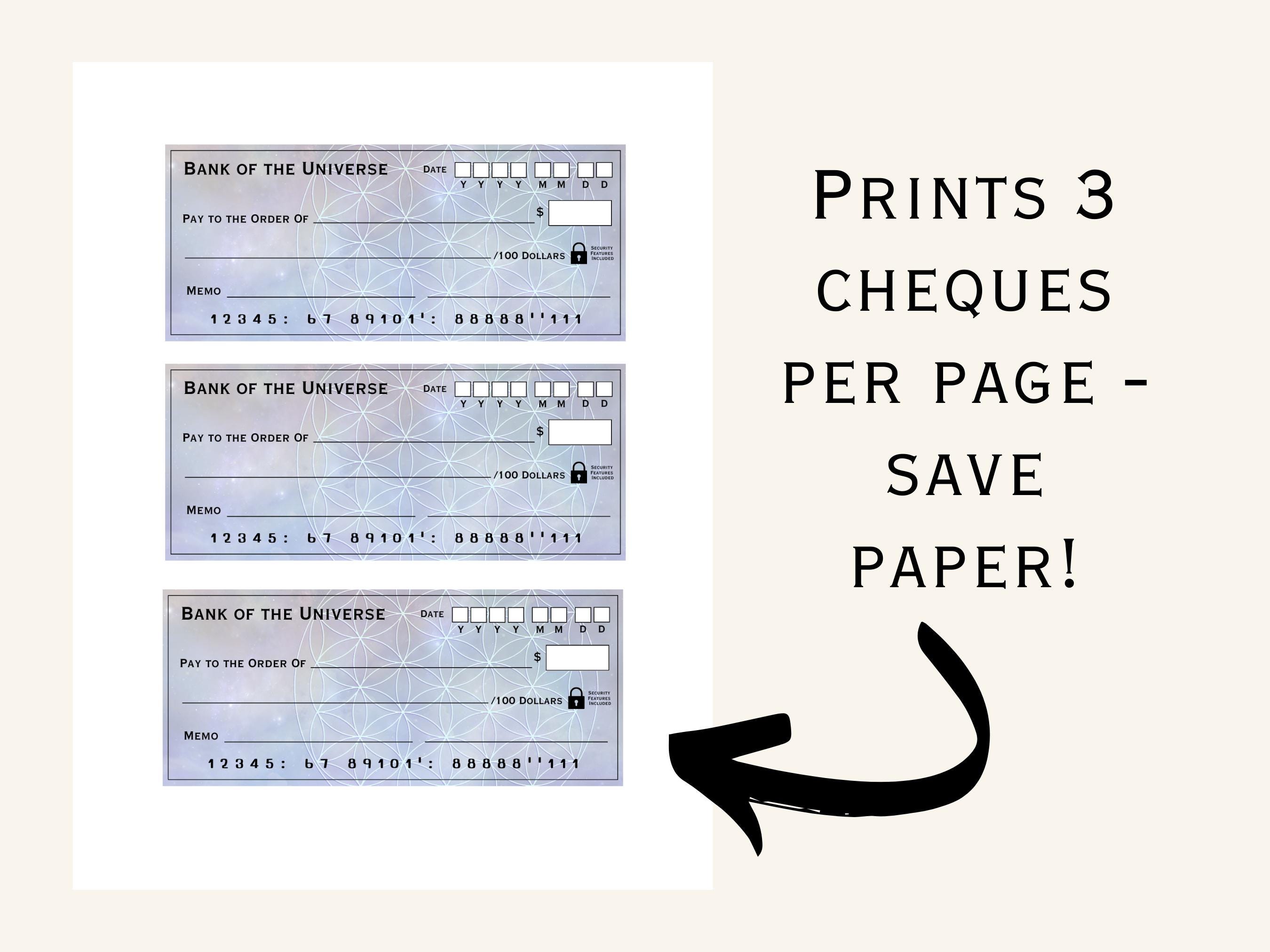 Buy Bank of the Universe Cheque Template Wealth Manifestation Cheque ...