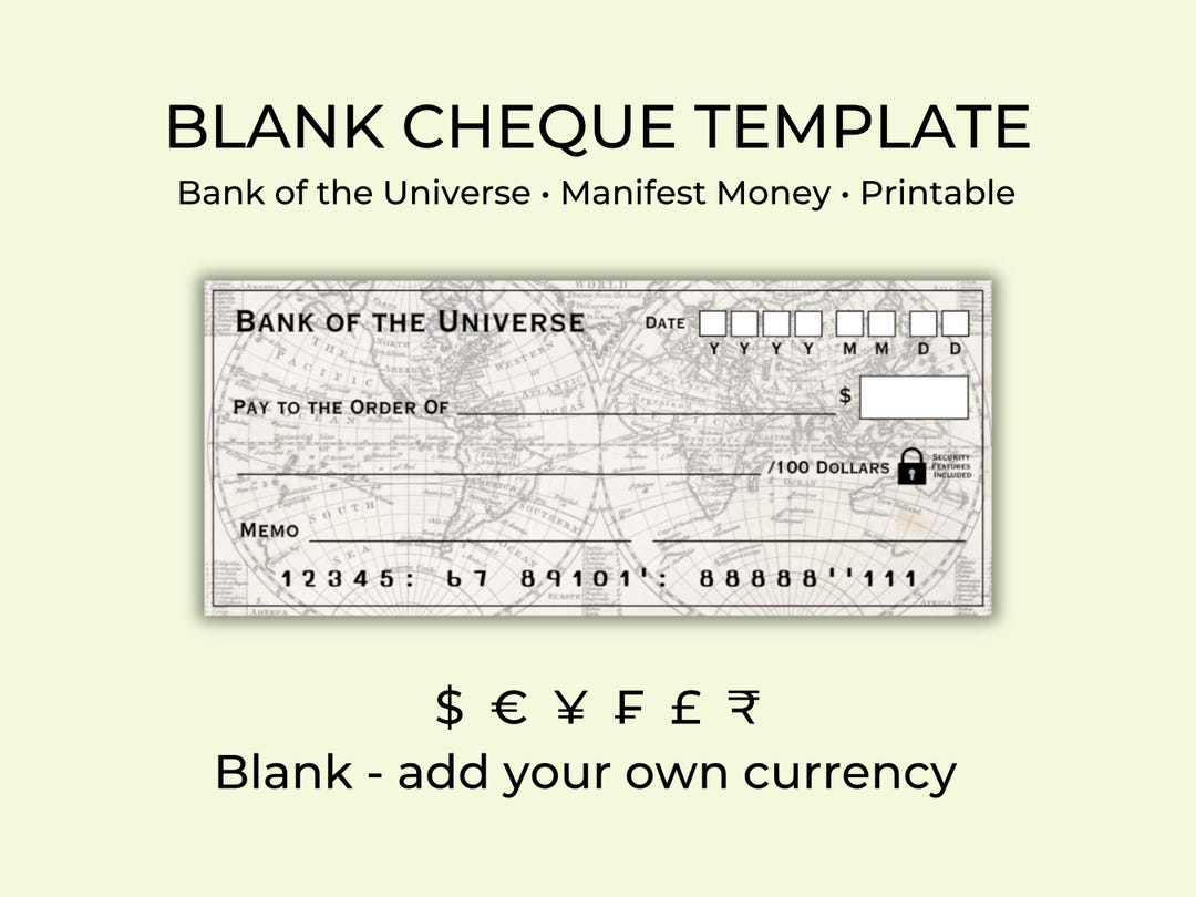 Bank of the Universe Cheque Template Manifestation Cheque Vision Board ...