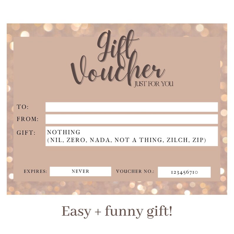 The Gift of Nothing Printable Gift Certificate | Gag Gift Custom ...