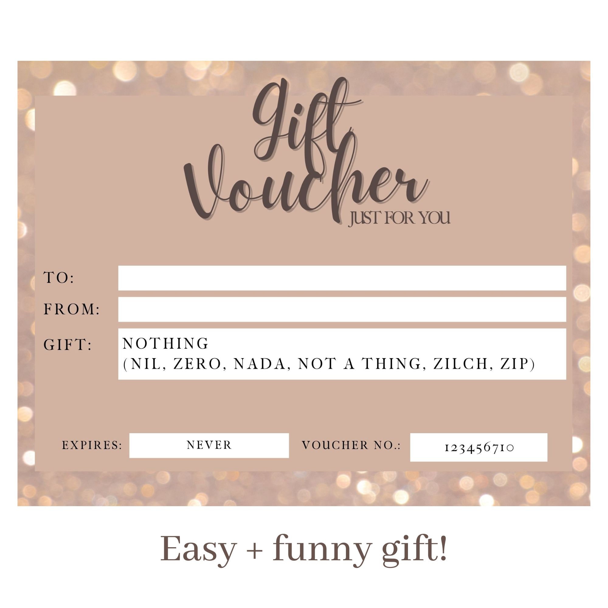 The Gift of Nothing Printable Gift Certificate | Gag Gift Custom ...