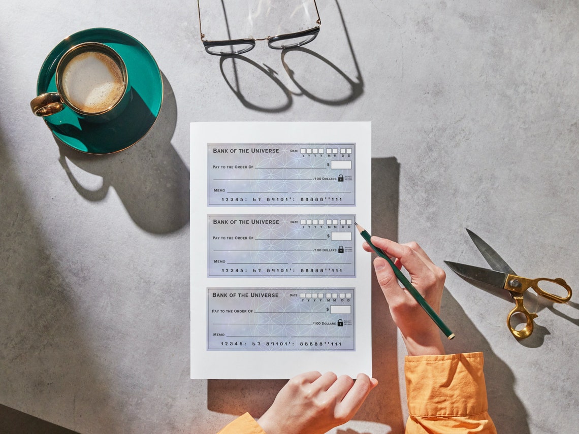Bank of the Universe Cheque Template Manifestation Cheque Vision Board ...