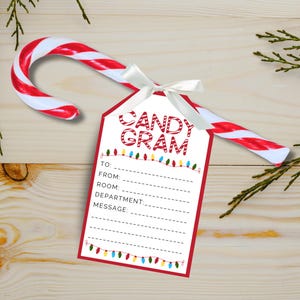 Holiday Candy Gram, Festive Candy Cane Gram, Candy Gram Printable ...