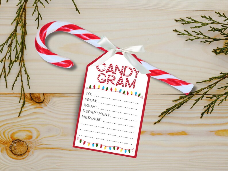 Holiday Candy Gram, Festive Candy Cane Gram, Candy Gram Printable ...