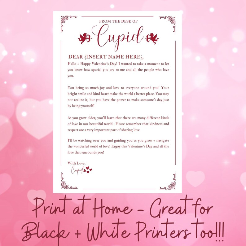 Customizable Letter From Cupid Happy Valentine's Day Instant Download ...