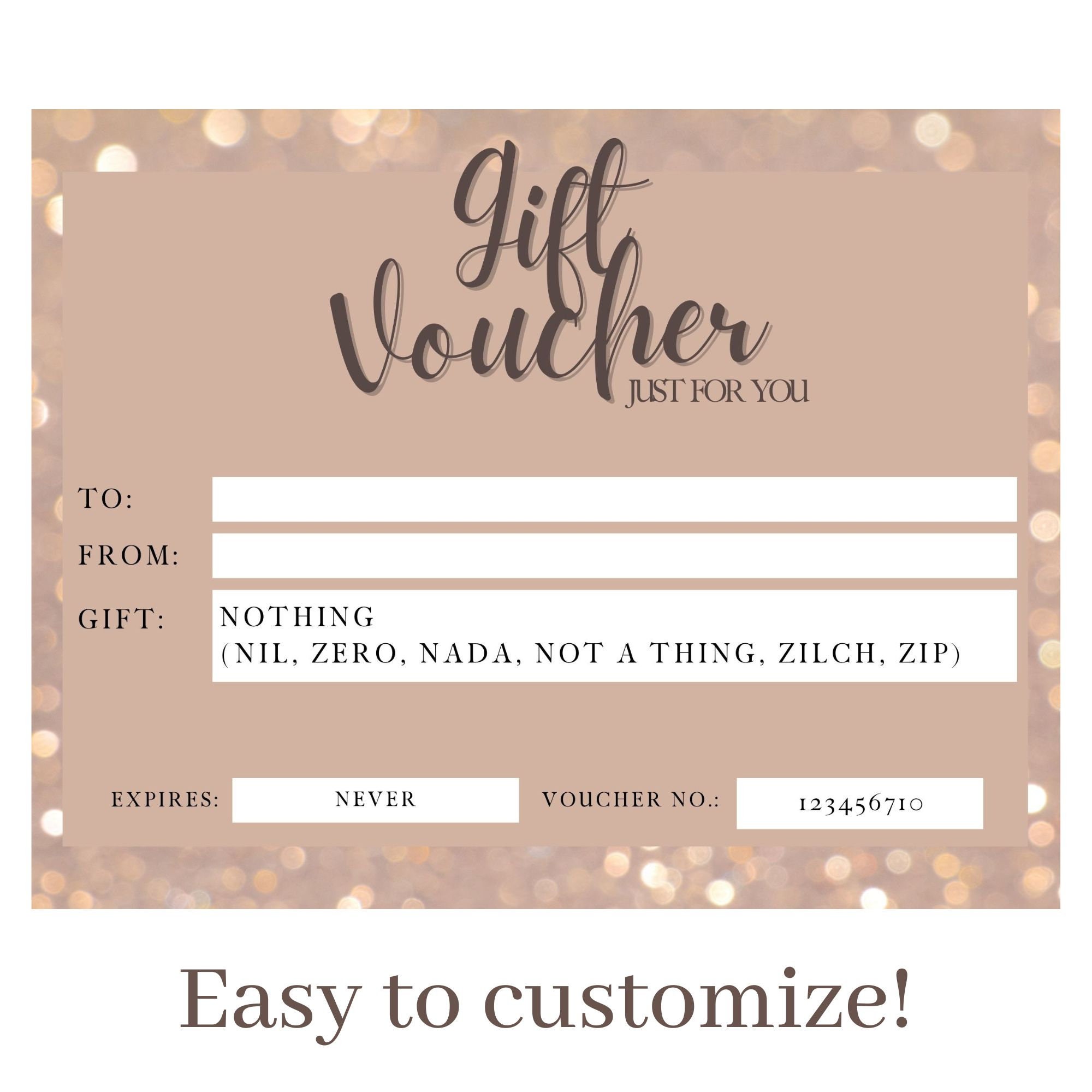 The Gift of Nothing Printable Gift Certificate | Gag Gift Custom ...