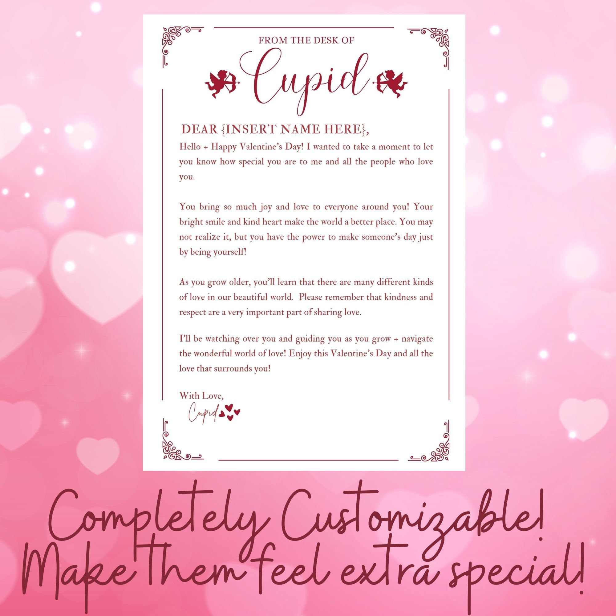 Customizable Letter From Cupid Happy Valentine's Day Instant Download ...