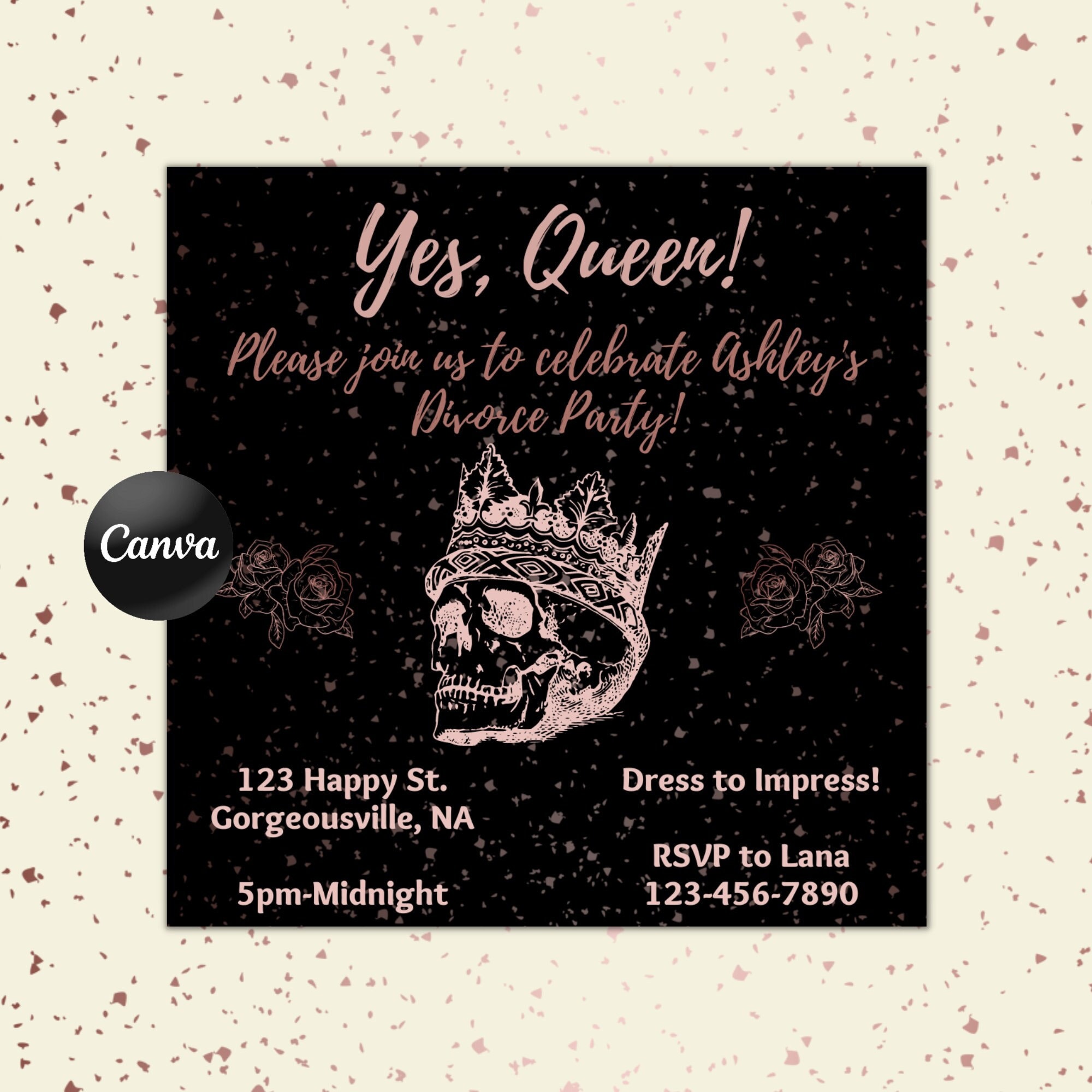 Printable Divorce Party Flyer in Rose Gold Fully Editable Divorce Party ...