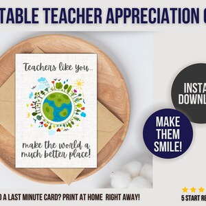 Printable Teacher Appreciation Card Teachers Like You Make the World a ...