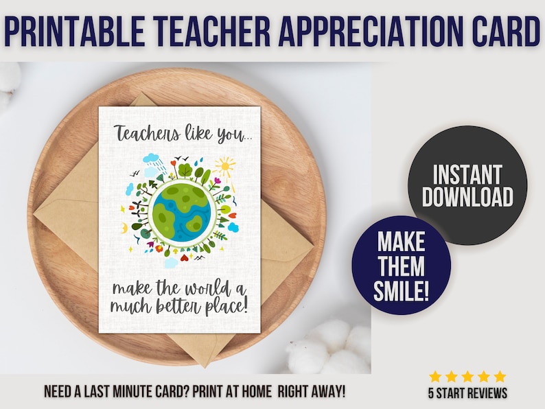 Printable Teacher Appreciation Card Teachers Like You Make the World a ...