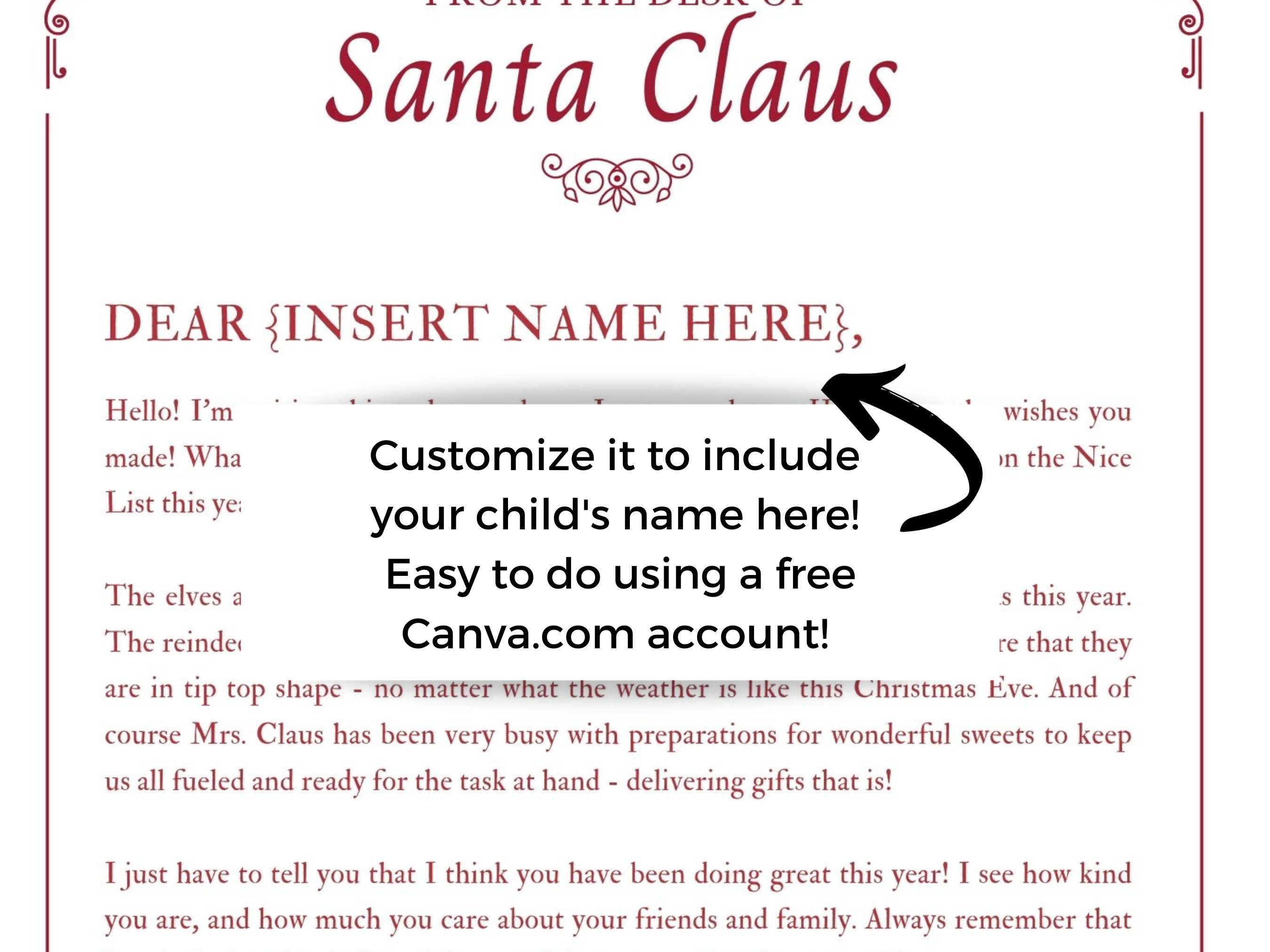 Editable Letter From Santa Instant Download Customizable Template Cute ...