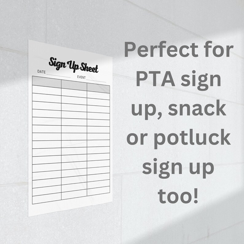 Minimalist Printable Sign up Sheet 4 Styles Included Email Sign up Form ...