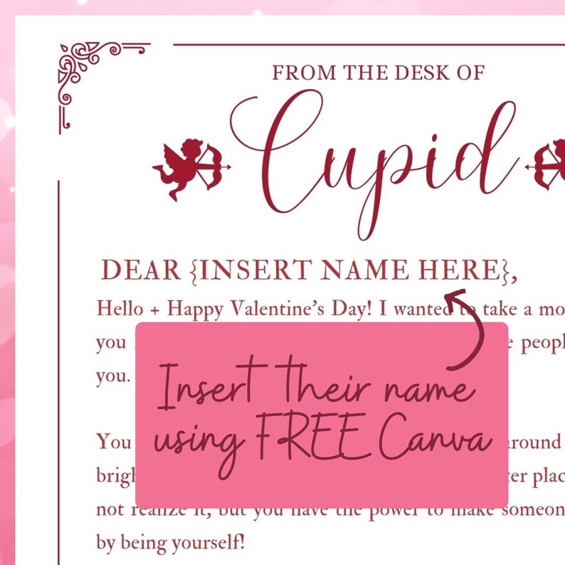 Customizable Letter From Cupid Happy Valentine's Day Instant Download ...