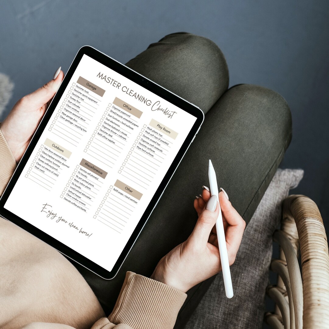 Digital Cleaning Checklist Master Cleaning Planner Printable Deep House ...