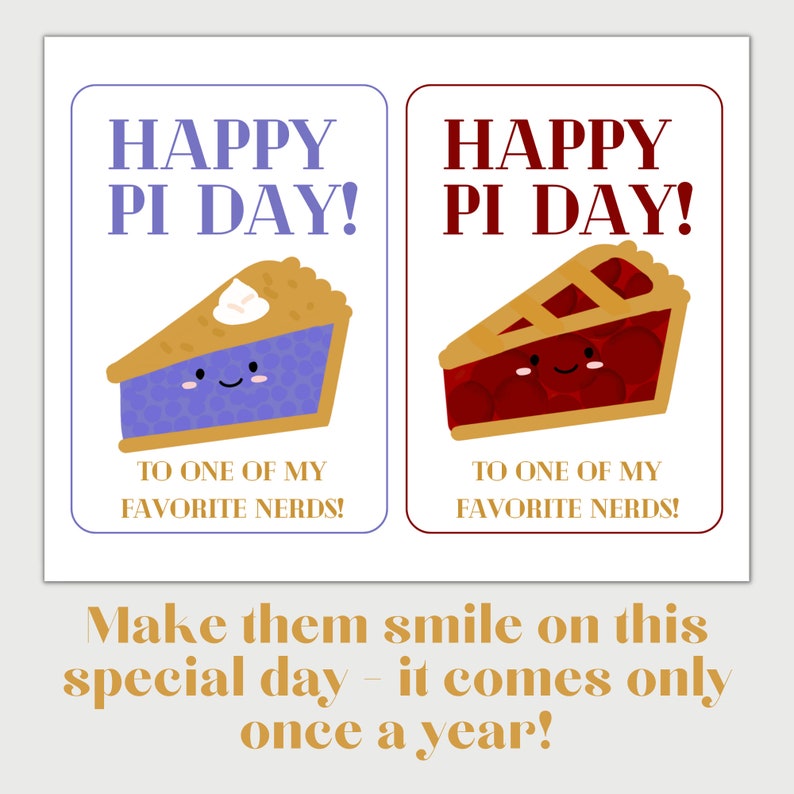 Happy Pi Day Card or Tag, Math Geek, Math Lover, Pie Lover, My Favorite ...
