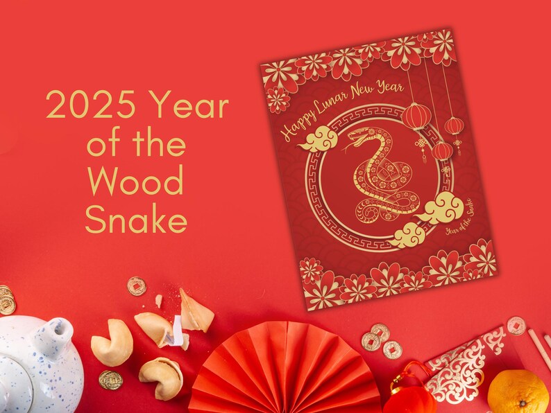 Printable Happy Chinese New Year Card Lunar New Year Card 2025 Year of ...