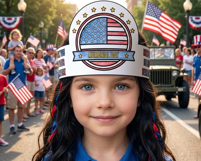 Memorial Day Paper Crown Coloring Craft, Veterans, Remember, Honor ...