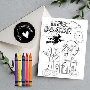 Halloween Coloring Card Bundle DIY Halloween Treat Crayon Coloring Card ...