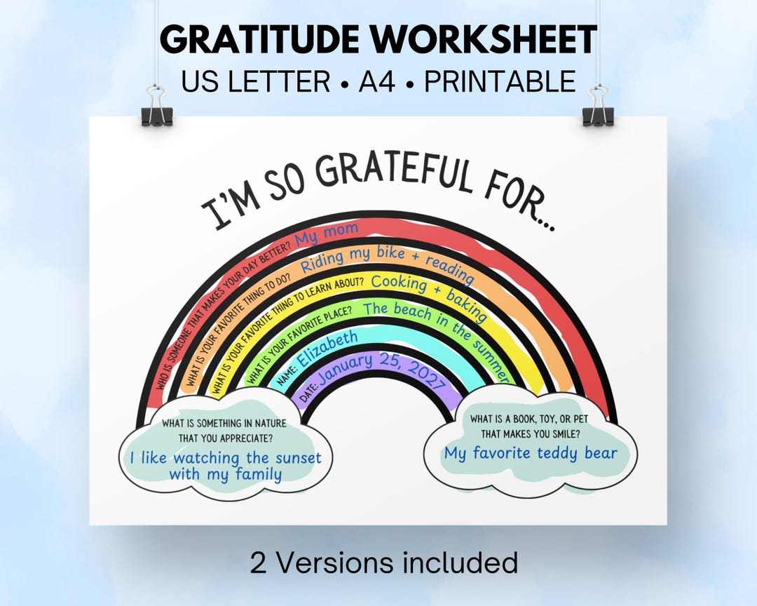 Kids Gratitude Worksheet, My Gratitude Rainbow, Social Emotional ...