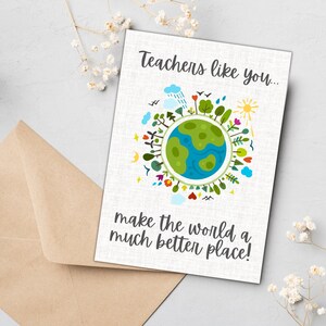 End of Year Teacher Appreciation Card Teachers Like You Make the World ...