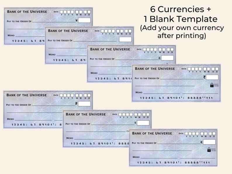 Buy Bank of the Universe Cheque Template Wealth Manifestation Cheque ...
