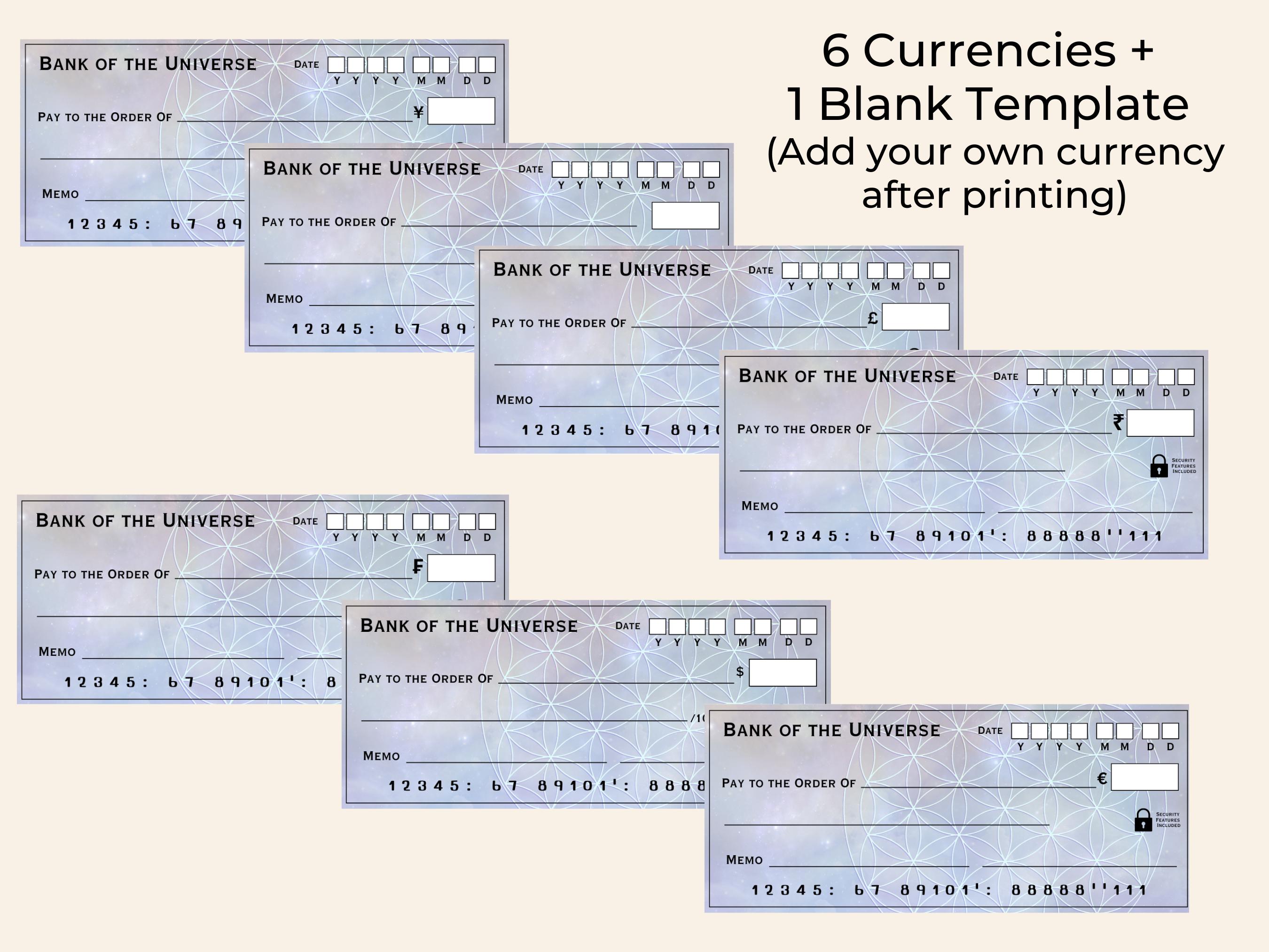 Buy Bank of the Universe Cheque Template Wealth Manifestation Cheque ...
