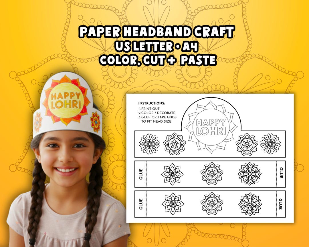 Lohri Party Coloring Craft: First Lohri Paper Crown Kids Activity Paper ...