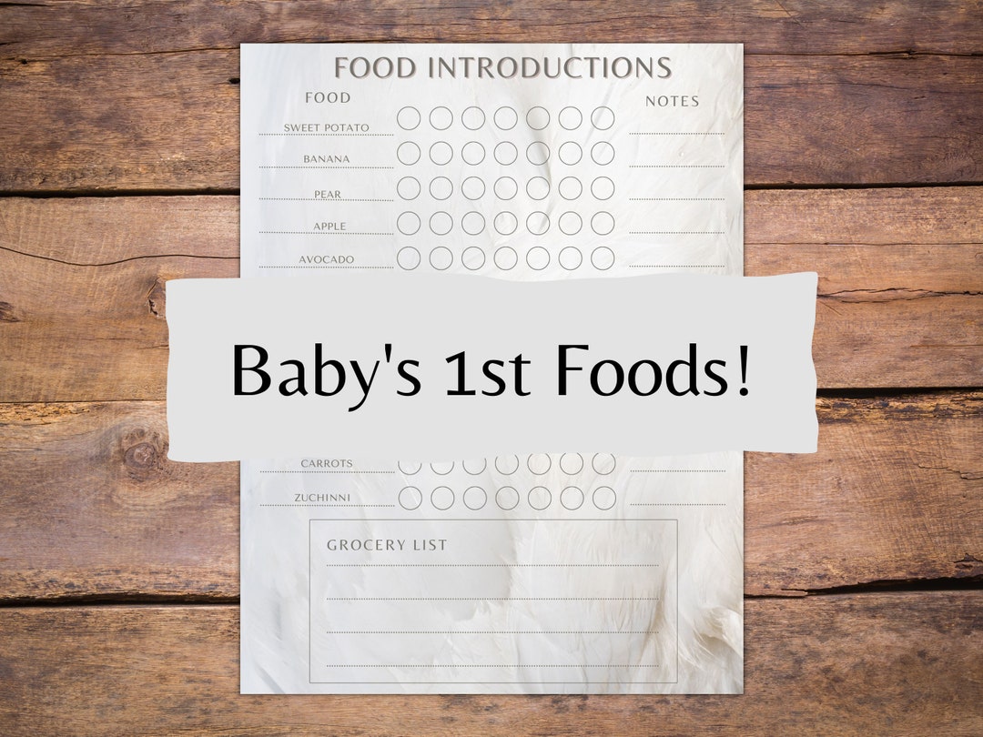 Baby Food Tracker Sheet Baby Food Diary Baby's First Foods Chart Baby ...