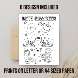 Halloween Coloring Card Bundle DIY Halloween Treat Crayon Coloring Card ...