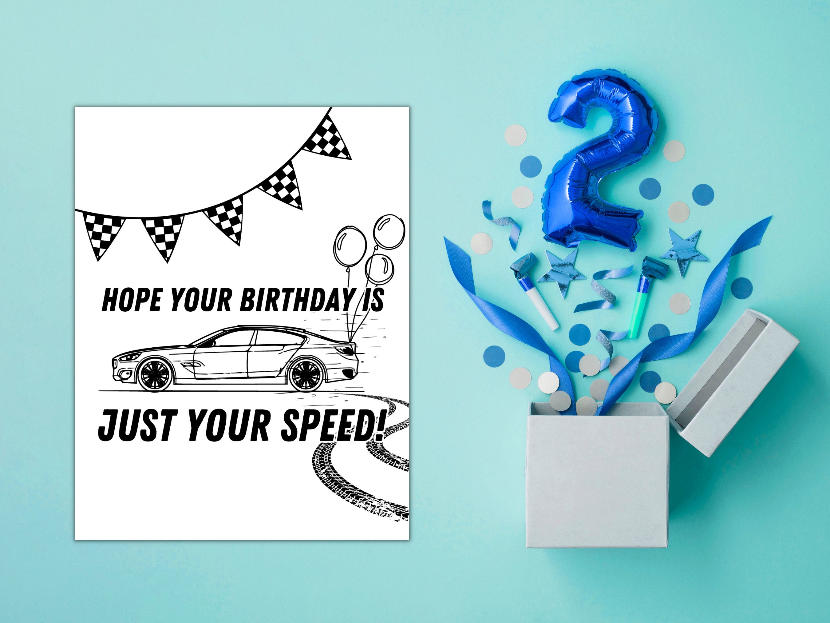 Printable Race Car Birthday Card Birthday Card Two Fast Birthday Fast ...