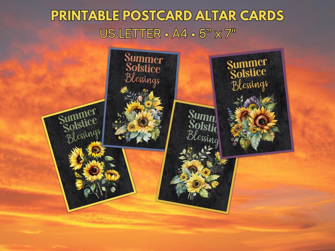 Summer Solstice Card Summer Solstice Blessings Altar Cards Postcard ...