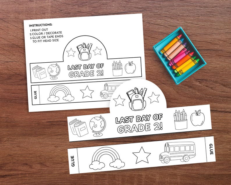 Last Day of Daycare Paper Crown Activity Headband Last Week of School ...