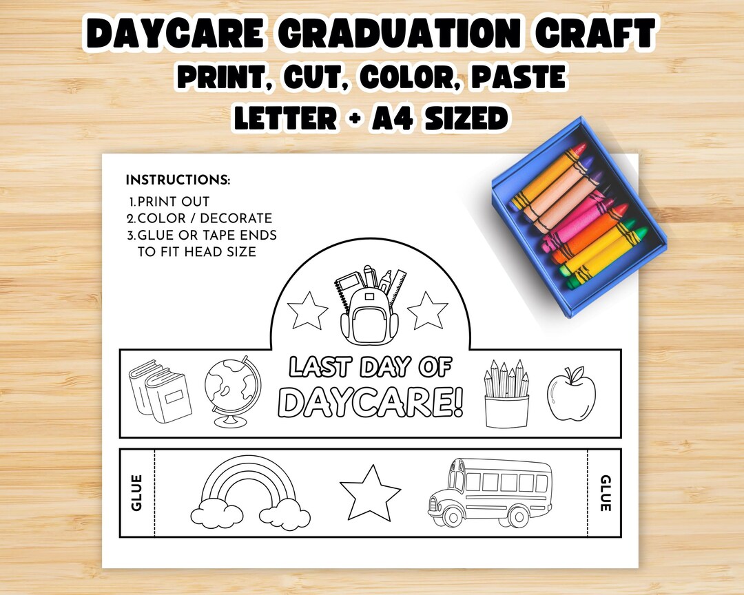 Last Day of Daycare Paper Crown Activity Headband Last Week of School ...