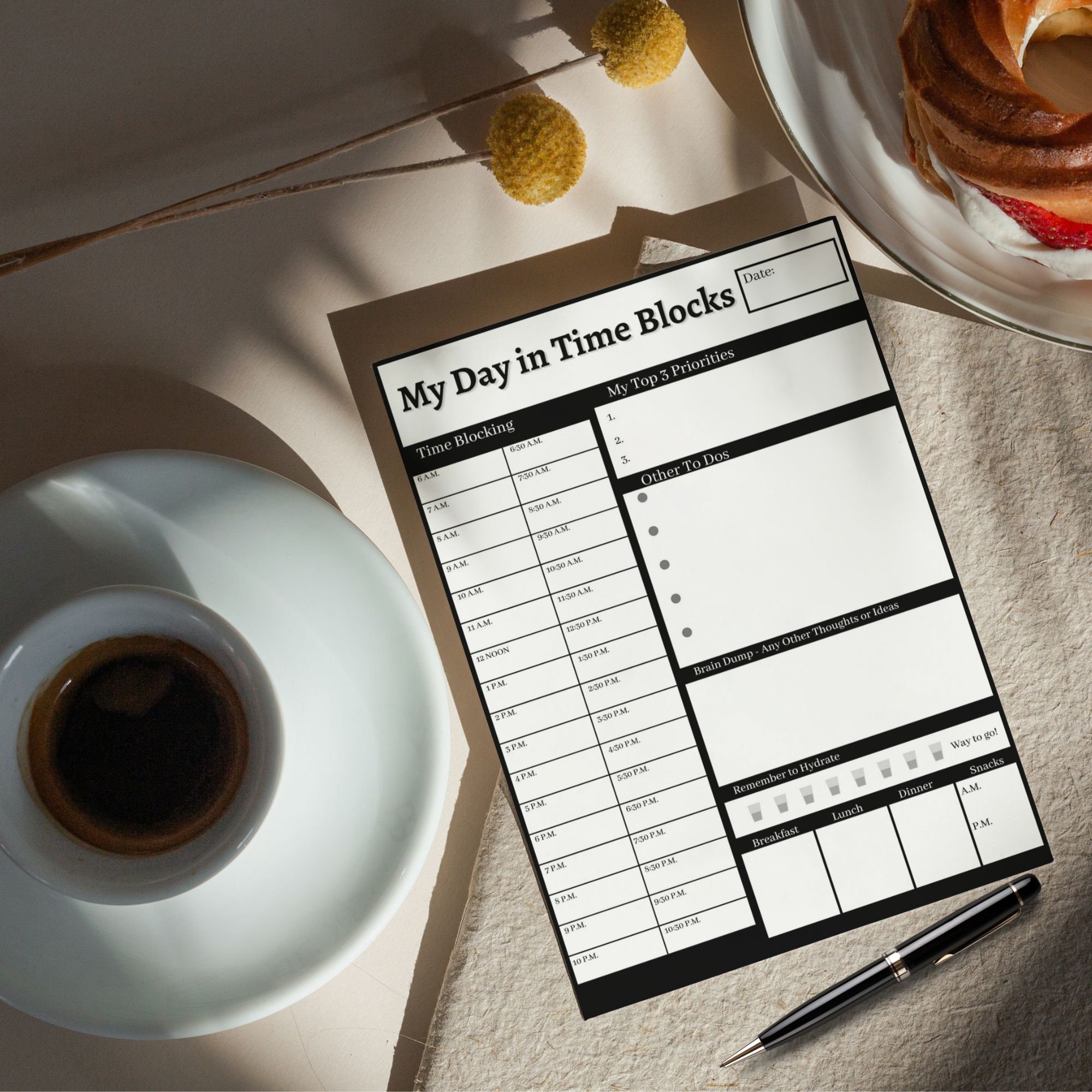 Printable Daily Time Block Planner Professional to Do List Time Blocker ...