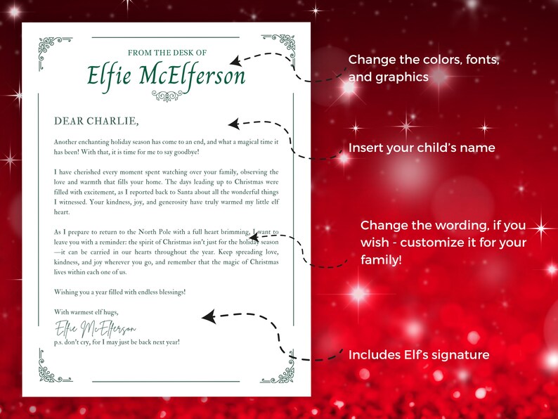 Editable Goodbye From Elf Letter Goodbye Elf Letter Customizable Elf ...