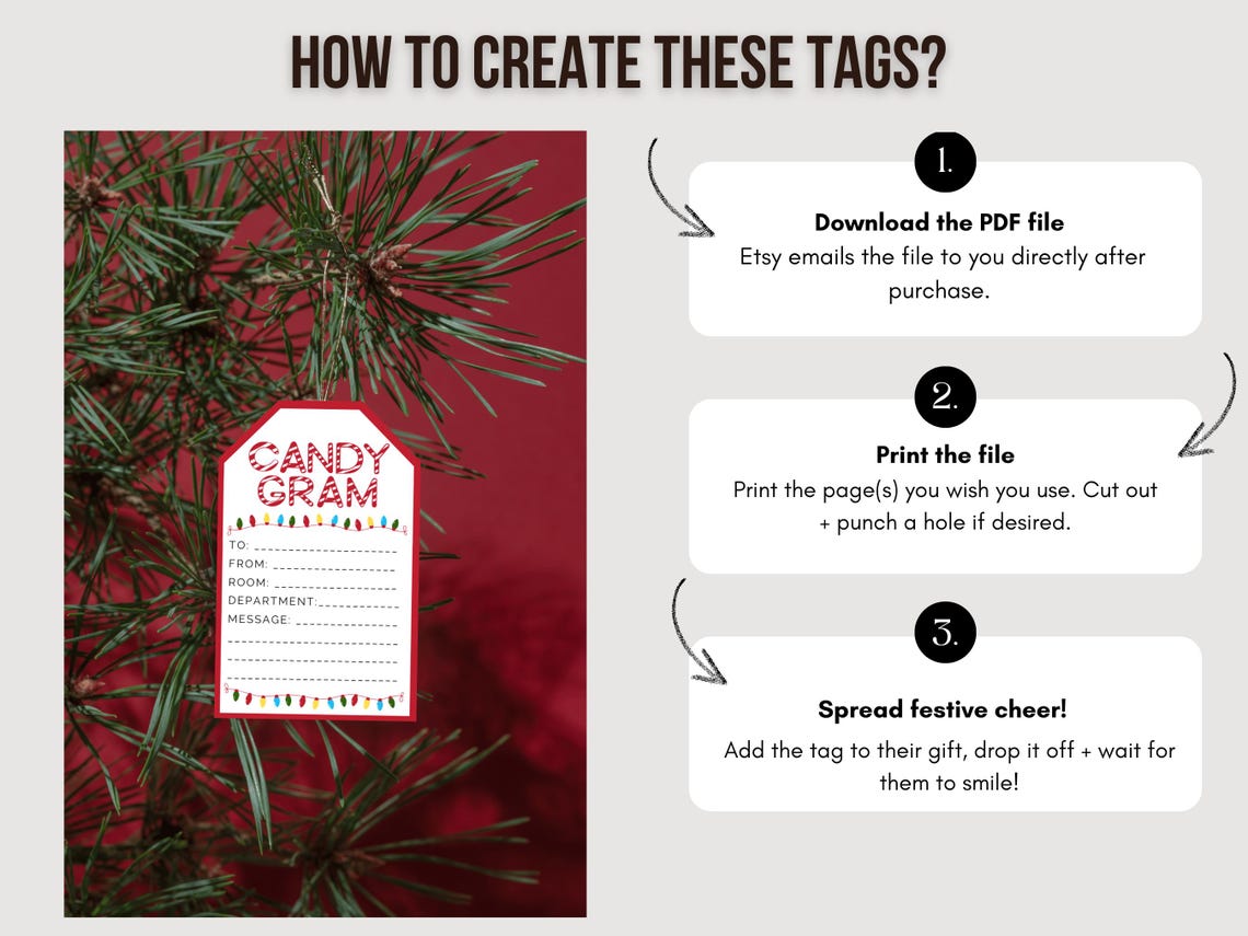 Holiday Candy Gram, Festive Candy Cane Gram, Candy Gram Printable ...