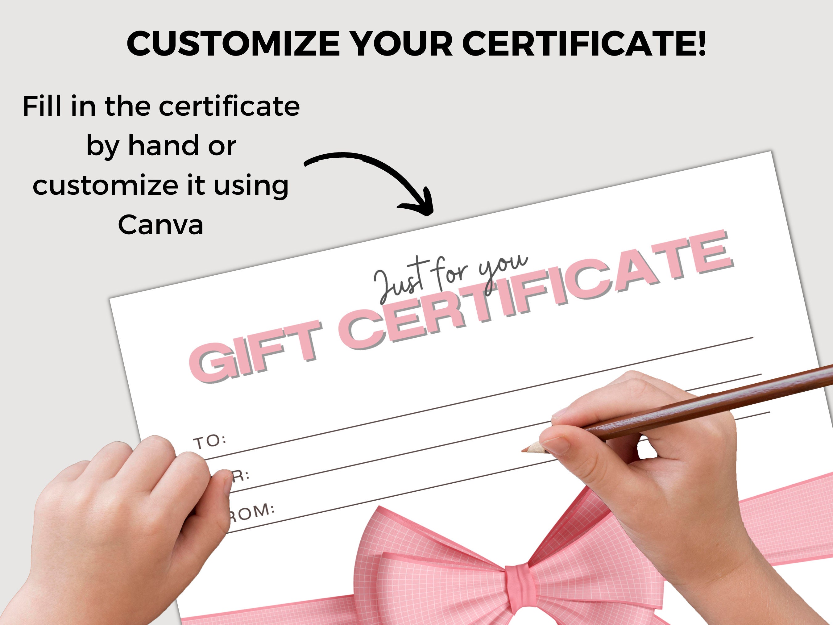 Printable Gift Certificate Custom Gift Certificate Customizable ...