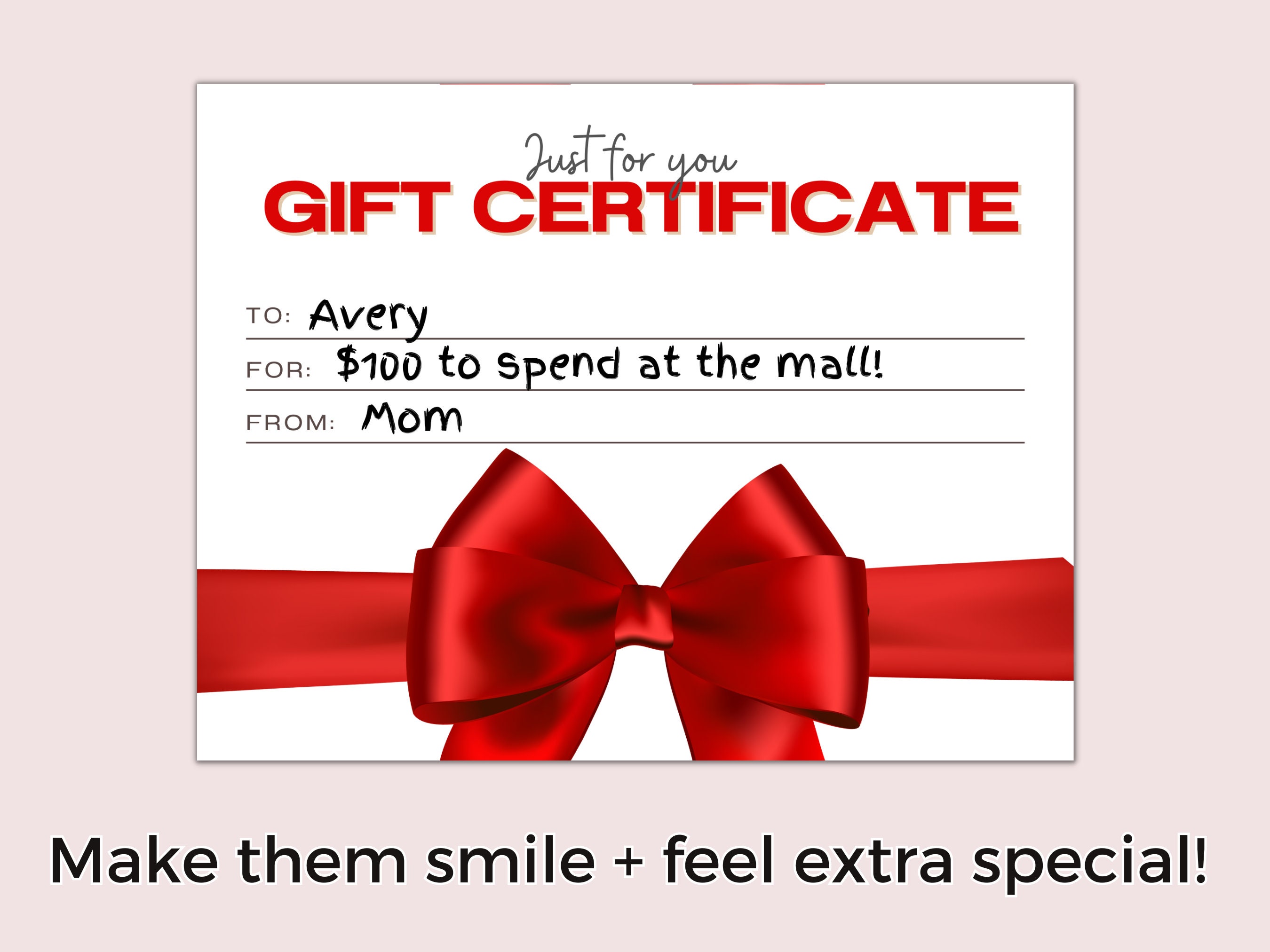 Printable Gift Certificate Custom Gift Certificate Christmas Special ...