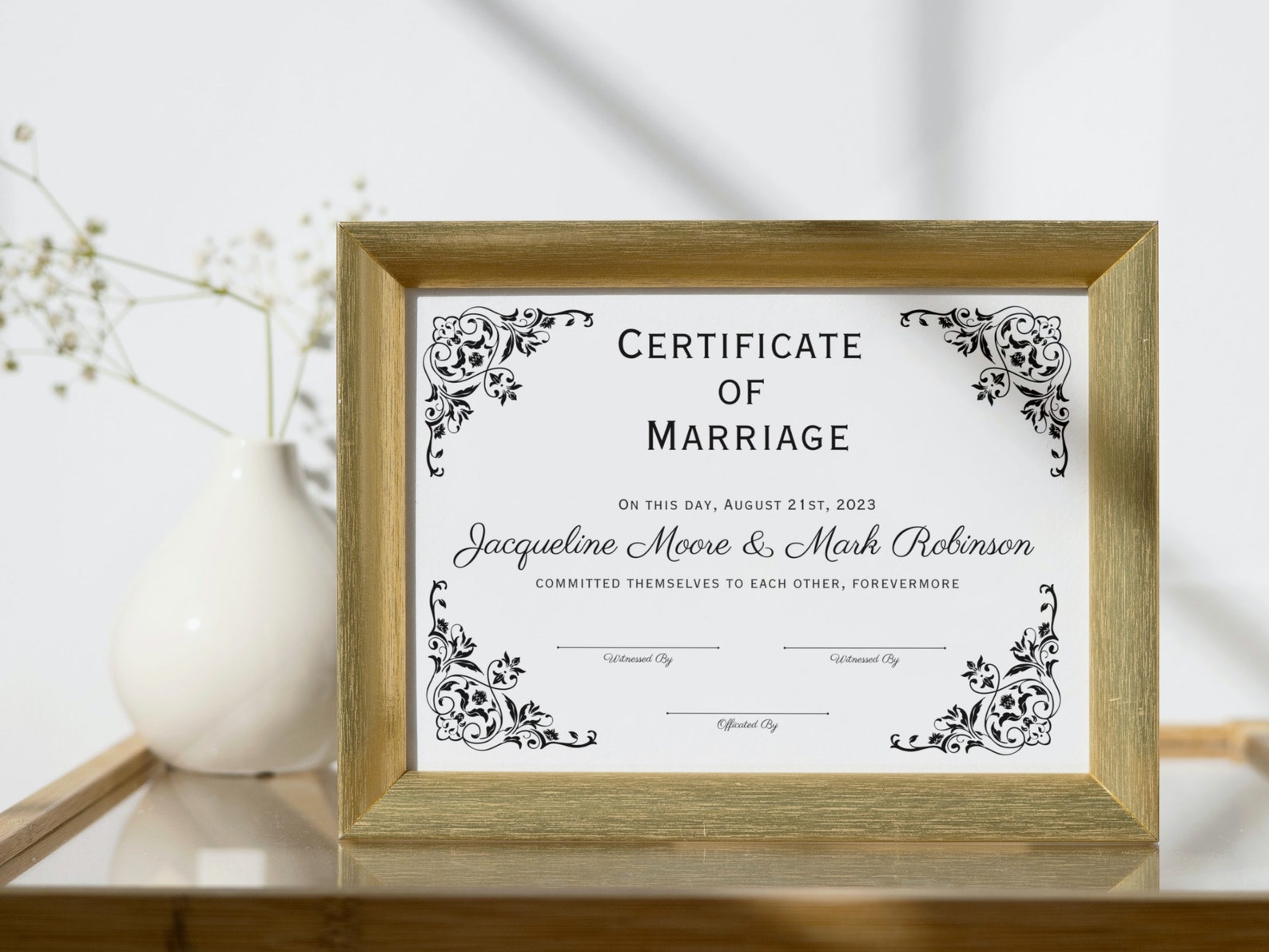Gothic Commitment Ceremony Certificate Template Twin Flames Marriage ...