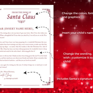 Editable Letter From Santa Instant Download Customizable Template Cute ...